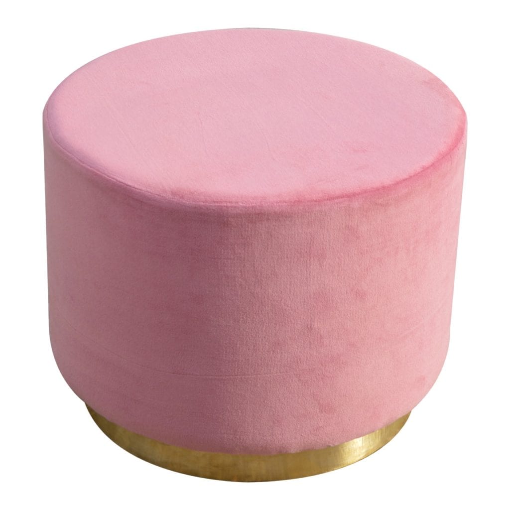 Pink Velvet Footstool with Gold Base | Scottish Antique & Arts Centre