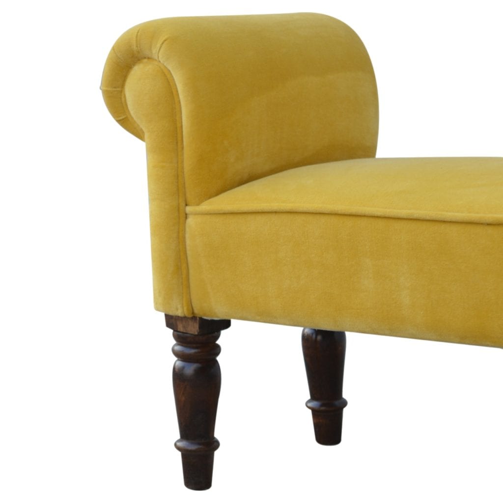 Mustard Yellow Bench with Solid Wood Turned Feet | Scottish Antique ...