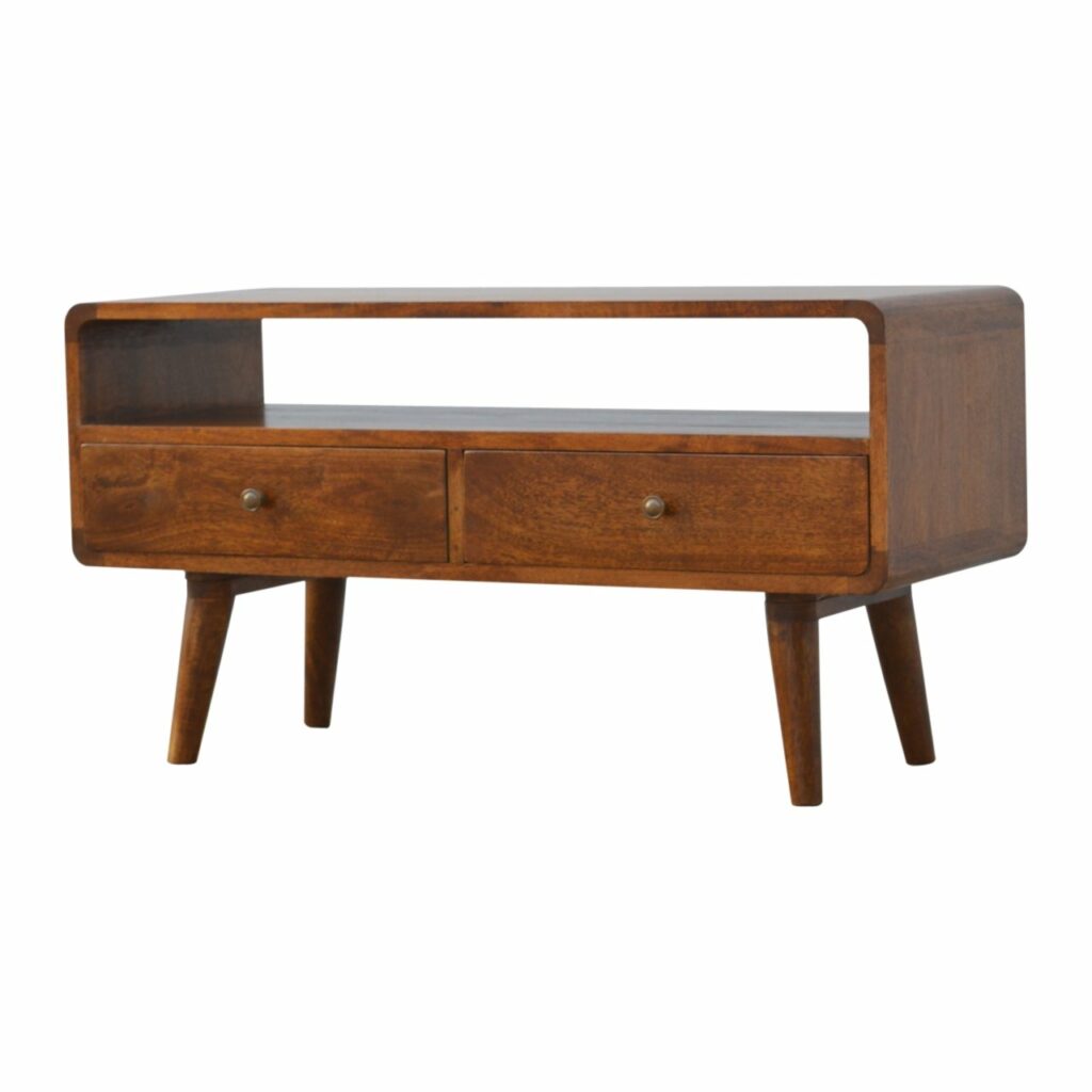 Curved Solid Wood Media Unit | Scottish Antique & Arts Centre