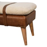 Bouclé Buffalo Hide Leather Bench | Scottish Antique & Arts Centre