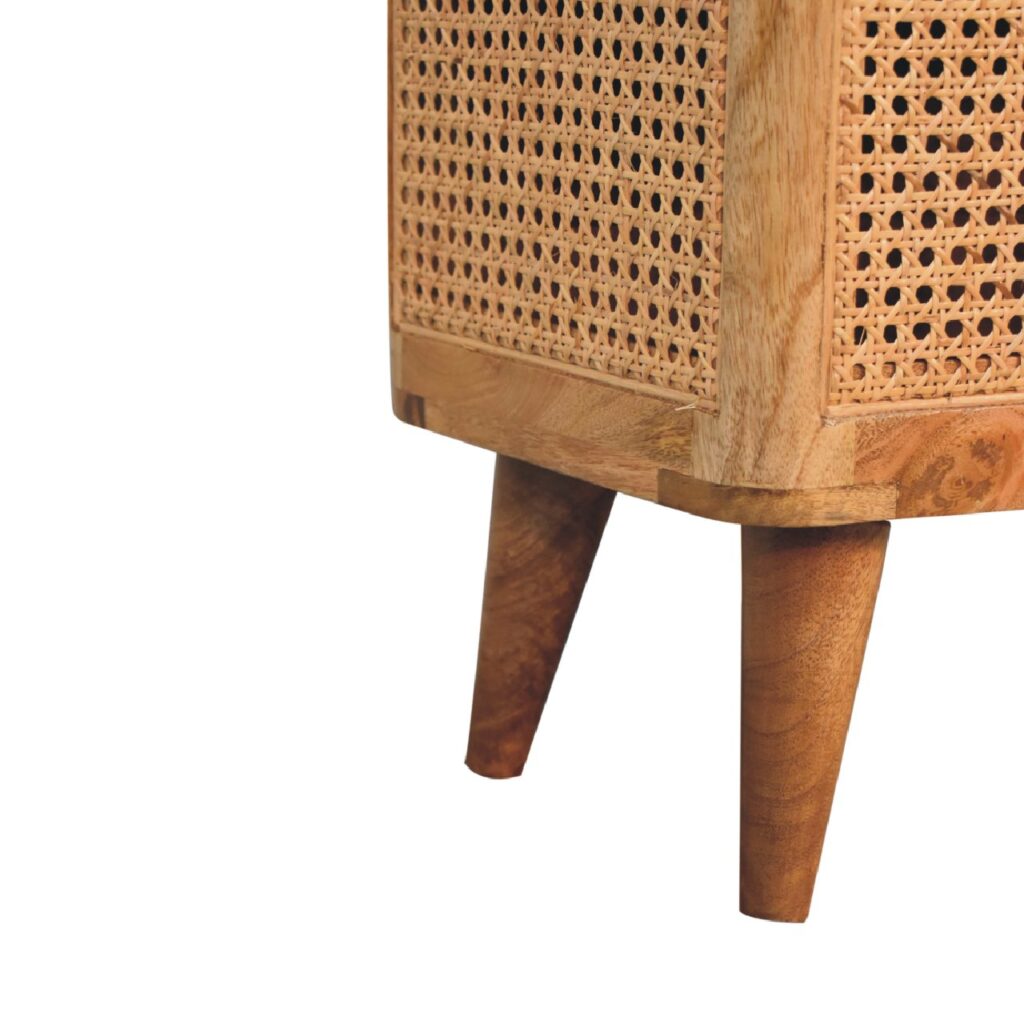 Solid Wood Rattan Front Storage Stool | Scottish Antique & Arts Centre