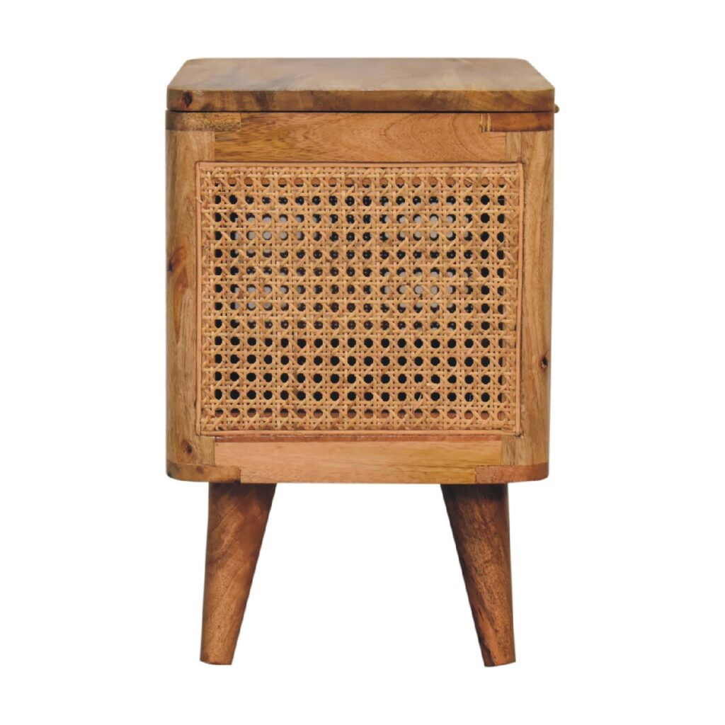 Solid Wood Rattan Front Storage Stool | Scottish Antique & Arts Centre