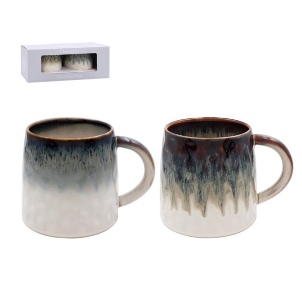 Boxed Set of 2 Reactive Glaze Mugs | Scottish Antique & Arts Centre